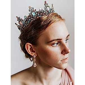 SWEETV Jeweled Baroque Queen Crown - Rhinestone Wedding Crowns and Tiaras for Women, Costume Party Hair Accessories with Gemstones,Victoria
