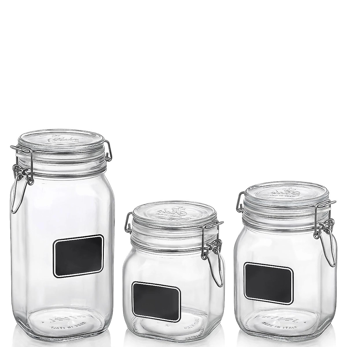 Bormioli Rocco Fido Square Clear Jar with Chalkboard, 33-3/4-Ounce