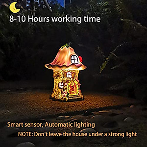 Trasfit Fairy Garden Statue House Figurine, Lovely Purple Flowers Tree House with Solar LED Lights for Indoor Outdoor Patio Yard Lawn Ornaments Gift (Purple Flowers Tree House)