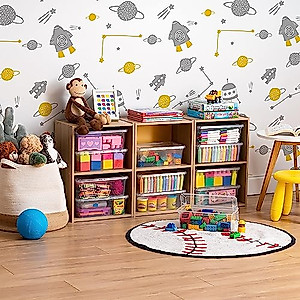 IRIS USA 6.7 Qt. Plastic Storage Container Bin with Latching Lid, 12 Pack, Stackable Nestable Shoe Box Tote Shoebox Closet Organization School Art Supplies - Clear