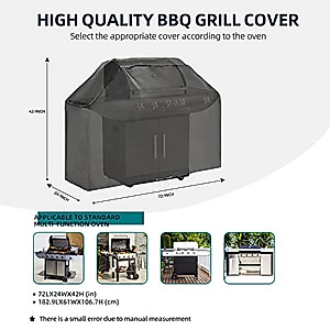 PALON Waterproof BBQ Grill Cover 72-Inch, Heavy Duty Outdoor Gas Grill Covers, with Drawstring Barbecue Covers for Weber Char-Broil Brinkmann Nexgrill and More, All Weather Barbecue Grills Protector