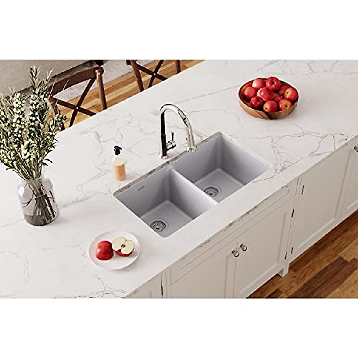 Elkay Quartz Classic ELGU3322GS0 Greystone Equal Double Bowl Undermount Sink