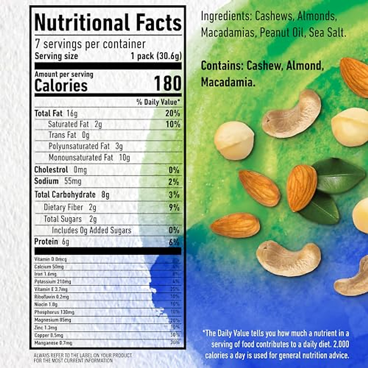 PLANTERS NUT-rition Wholesome Nut Mix, 7.5 oz Box (Contains 7 Individual Pouches) - Cashews, Almonds and Macadamias Snack Mix - No Artificial Flavors, No Artificial Colors, No Preservatives - Kosher