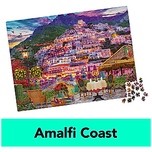 2-Pack of 1000-Piece Jigsaw Puzzles, Amalfi Coast & Japan Garden | Puzzles for Adults and Kids Ages 8+, Amazon Exclusive