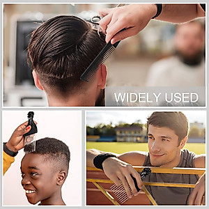 3 Pieces Hair Lift Combs with Metal Prongs for Women - Salon Teasing Back Combs in Pink or Black Carbon with Stainless Steel (Black)