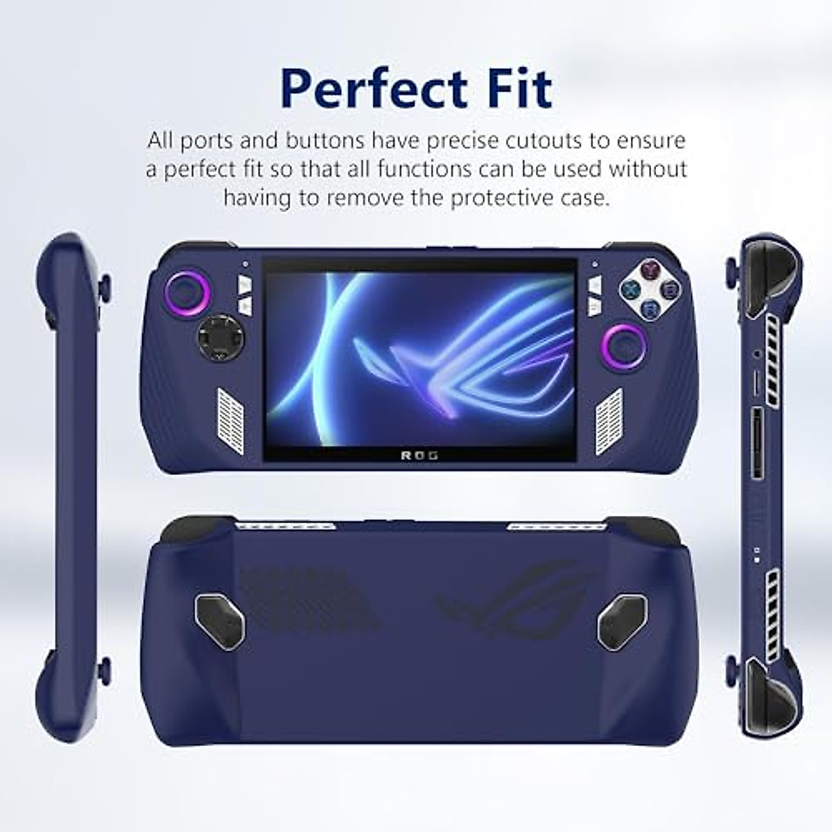ASUS ROG Ally Silicone Protective Case - Anti Slip, Anti Finger Print, Enhanced Grip Control - Navy