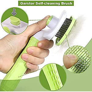 Garstor Dog Brush, Cat Brush, Dog Brush for Shedding, Self Cleaning Pet Brush for Grooming Long Short Haired Dog Cats, Cat Brushes for Indoor Cats, for Dog Cat Rabbit Remove Loose Fur and Undercoat