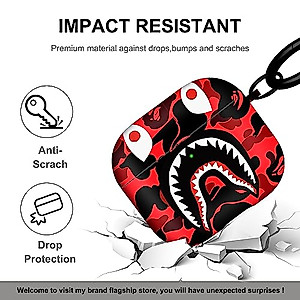 CULIPPA for AirPods 3 Case Cover Shark Mouth Camo Style Pattern Design for Airpods 3nd Generation Silicone Protective Case Shockproof for Women Girls with Keychain for Apple Airpods 3 Charging Case