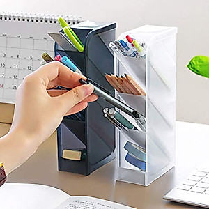 AKIWOS Desk Organizer, Pencil Holder with 4 Compartments, Pen Organizer Desktop Storage Organizer for Home School Office