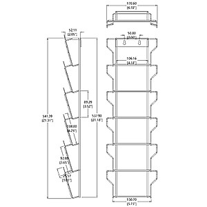 FixtureDisplays® Horizontal Wall Mounting 6 Pockets 6 X 4 Greeting Card Post Card Rack 6.7 X 2 X 21.3 11714-6*4-Black-NPF