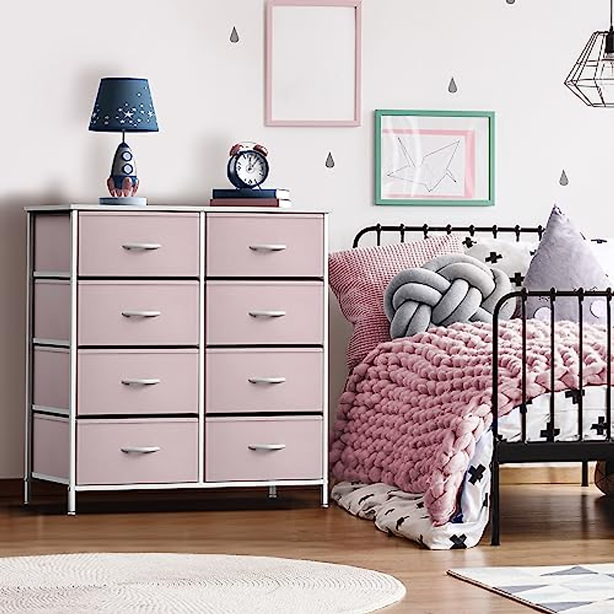 Sorbus Kids Dresser with 8 Drawers - Storage Unit Organizer Chest for Clothes - Bedroom, Kids Room, Nursery, & Closet (Pink, 31.5 x 12 x 32-8 Drawer)