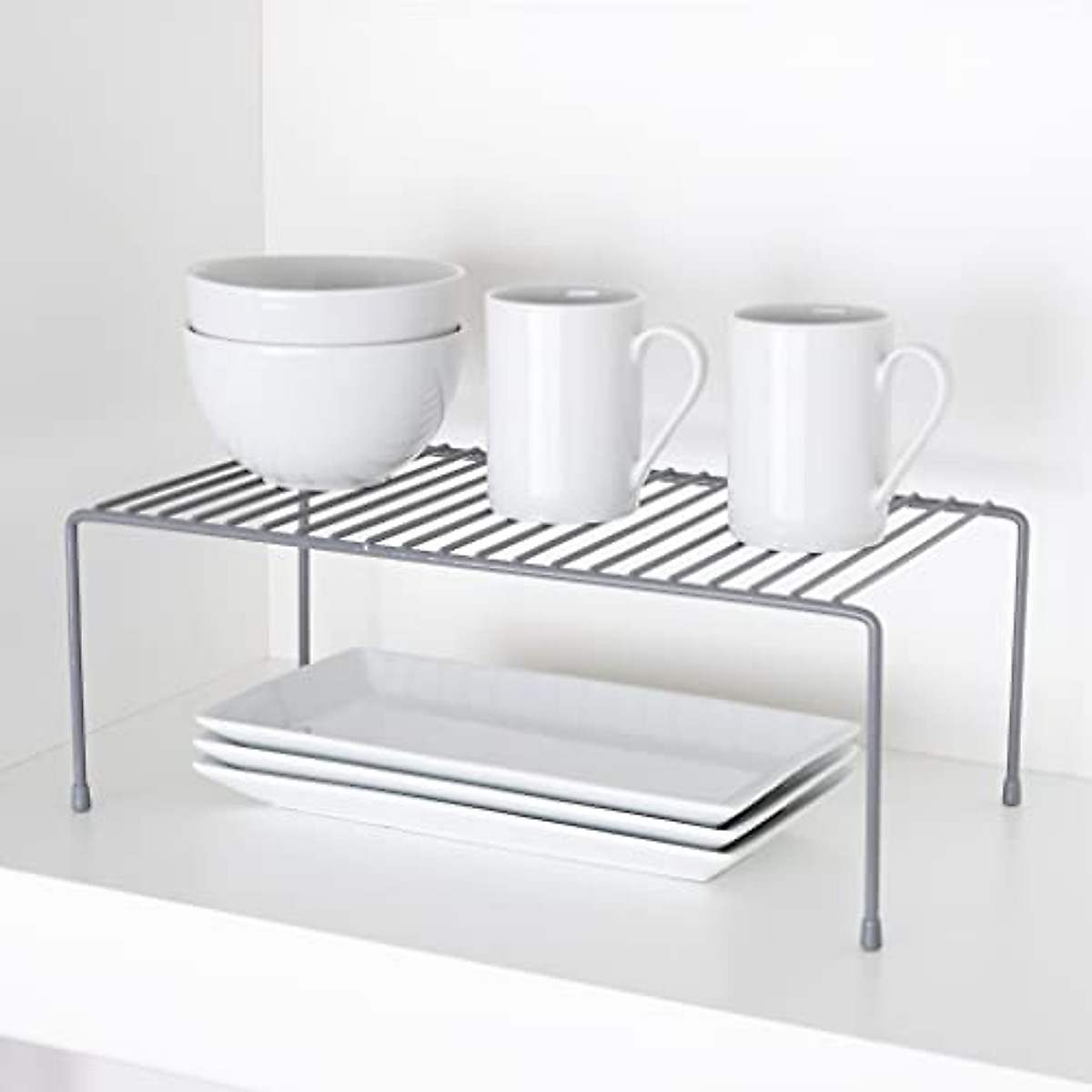 Smart Design Classic Storage Shelf – Set of 6, Large (8.5 x 16 in.), Charcoal Gray – Sturdy Steel Pantry Organizer with Rust-Resistant Finish and Non-Slip Feet for Easy Home Organization and Storage