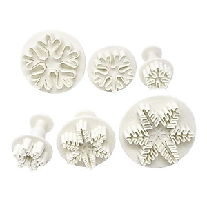 Honbay 6PCS Plastic Snowflake Fondant Cookie Cake Plunger Cutters Molds Embossing Tools for Baking