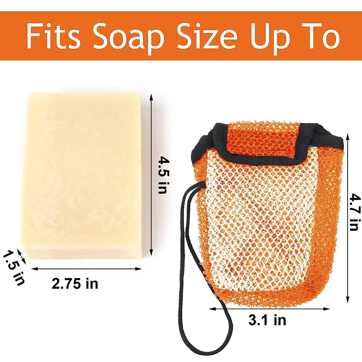 Eaasty 6 Pieces Exfoliating Bar Soap Pouch Soap Saver Pouch for Deep Clean Mesh Soap Bag Bath Shower Body Soap Saver Bag Dual Sided Soap Scrubber Pouch Bar Soap Holder Loofah, Orange, Gray, Blue