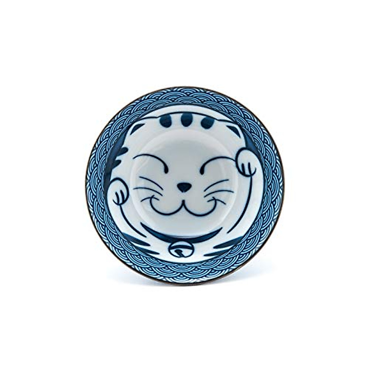 Fuji Merchandise Japanese Porcelain Multi Purpose Tayo Bowl Maneki Neko Lucky Cat Meow Design Set of 2 with Chopsticks Gift Set Made In Japan