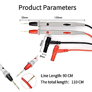 1000V 20A Multimeter Test Leads Probes Banana Plug, 24K Gold Digital Multimeter Probes Electrical Test Probe for Most of Digital Multimeter