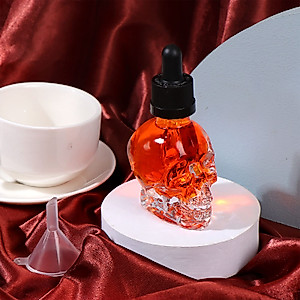 8 Pcs 1oz Skull Glass Dropper Bottles Empty Refillable Bottles Clear Skull Head Glass Bottle Liquid Bottling Dispensing Bottle with Eye Dropper Pipettes for Essential Oil/Beauty Oil Mix Dispenser,30ml