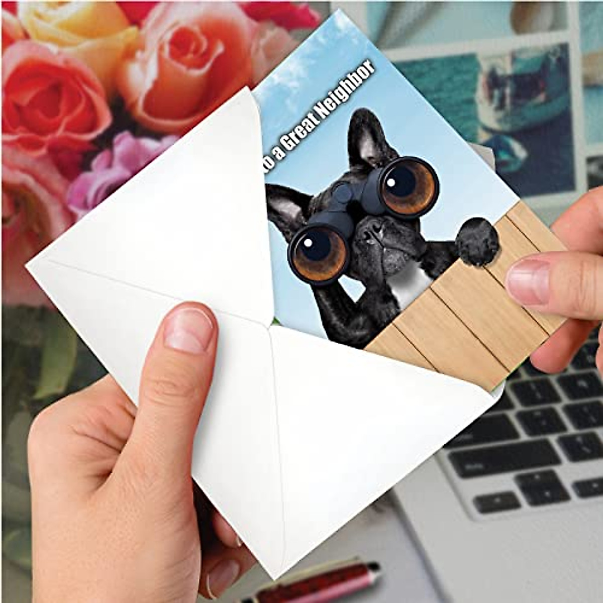 NobleWorks - Funny Thank You Greeting Card (Neighbor) with 5 x 7 Inch Envelope (1 Card) - Thank You To A Great Neighbor 9107
