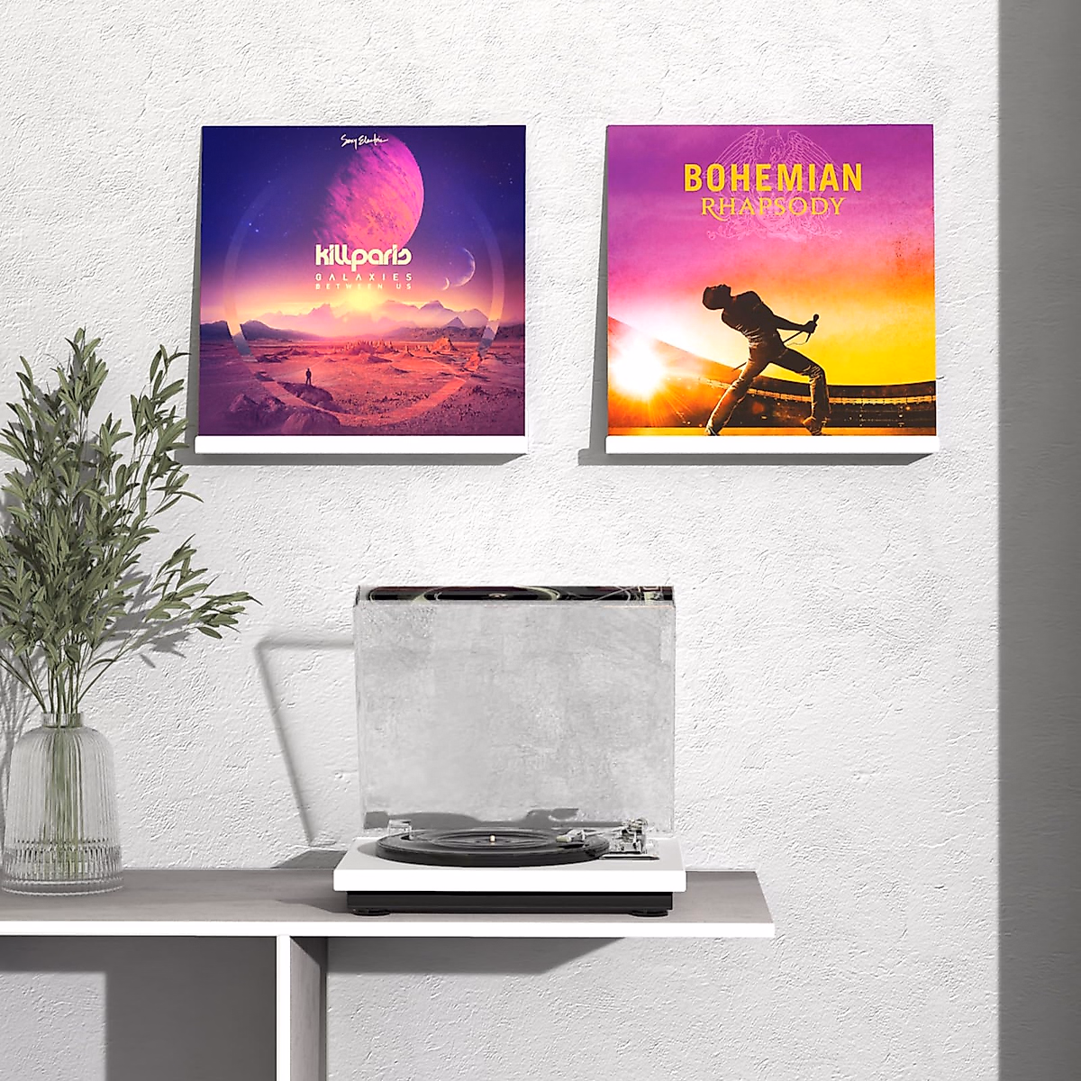 Adeptus Mechanicus 12-inch Vinyl Record Wall Mount,8 Pack Acrylic White Album Record Holder Display,Kids Bookshelf,A Collector's Item for Music Record Enthusiasts