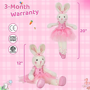 WEWILL 20'' Ballerina Bunny Stuffed Animal Rabbit Doll Adorable Soft Long Legs Plush Toys Girls Gift on Easter Birthday Spring Festivals
