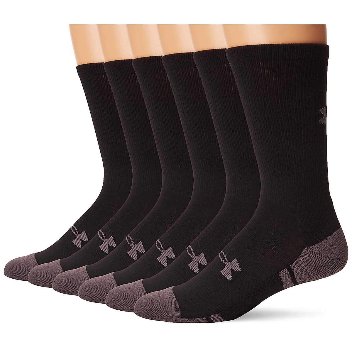Under Armour Adult Resistor 3.0 Crew Socks, Multipairs , Black/Graphite (12-Pairs) , X-Large
