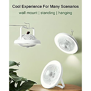 Small Desk Fan Battery Operated 8", 3 Speed Upgraded Max 20H Powerful Airflow, Circular LED Light, Rechargeable USB Fan, Table Fan for Camping, Bedside, Desk, Quiet Small Fan, 90° Tilt Stand