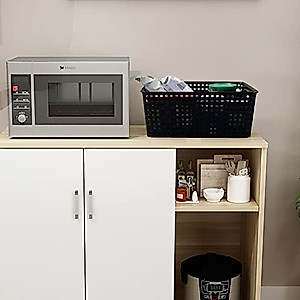 Asking 4-Pack Plastic Weave Storage Basket, Black