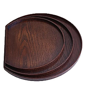 Adosio Wooden Serving Tray Half Moon Shaped Food Bread Platter Decorative Counter Tray for Serving Coffee Tea Cheese Dessert Vegetable Fruit (Medium)