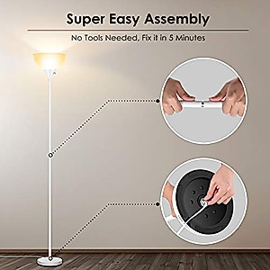 BoostArea Floor Lamp, Standing Lamp, 9W LED, Energy Saving, 50,000hrs Long Lifespan, 3000K Warm White, Eye-Caring,Torchiere Floor Lamps for Living Room,Bedroom,Office,Reading, White Floor Lamps