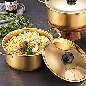 Luxshiny Pots Stainless Steel Gold Pot, Ramen Noodle Pot Korean Ramen Cooking Pot for Noodle Kitchen (18cm) Sauce Pan Sauce Pan Sauce Pan Sauce Pan Sauce Pan Sauce Pan Sauce Pan