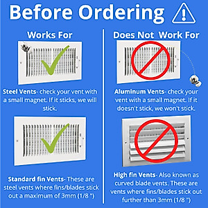 SEAL360 Magnetic Vent Covers (3-Pack), Pockets for Complete Seal, 5.5" X 14" (White) for Floor, Wall, or Ceiling Vents and Air Registers, for RV, Home HVAC and AC Vents, Vent Not Included