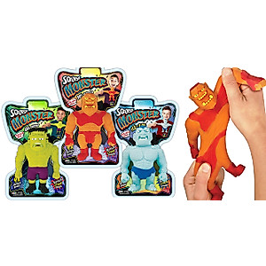 JA-RU Squishy Monster 6 Inch (3 Stretchy Toys Assorted) Stretch Action Figures & Bendy Toys for Kids. Stress Relief Fidget Toys. Anger Management Toys. Superhero Party Favors. 4306-3s