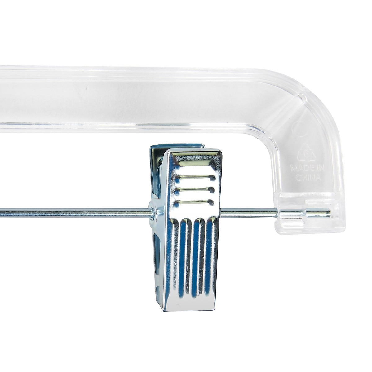 14 inch Clear Plastic Skirt and Pants Hangers - Pack of 20 - Perfect for Lightweight Fabrics Such As Rayon and Linen - Features Anchored Chrome Swivel Hooks, Hangbars, and Padded Metal Clips