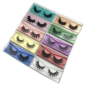 False Eyelashes Bulk, Mikiwi 10 Pack Wholesale Lashes, 13-18mm Wholesale 5D Fake Mink lashes, Fluffy Natural Volume eye Lashes, Faux Mink Eyelashes (Q1-10Pack)