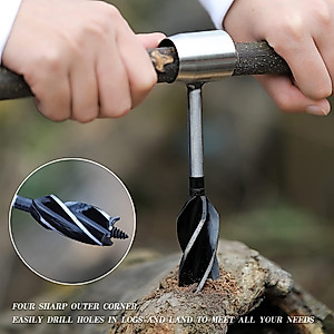 SOVWVOS Bushcraft Hand Auger Wrench Survival Settlers Tool, Scotch Eye Wood Auger Drill for Camping, Bushcrafting and