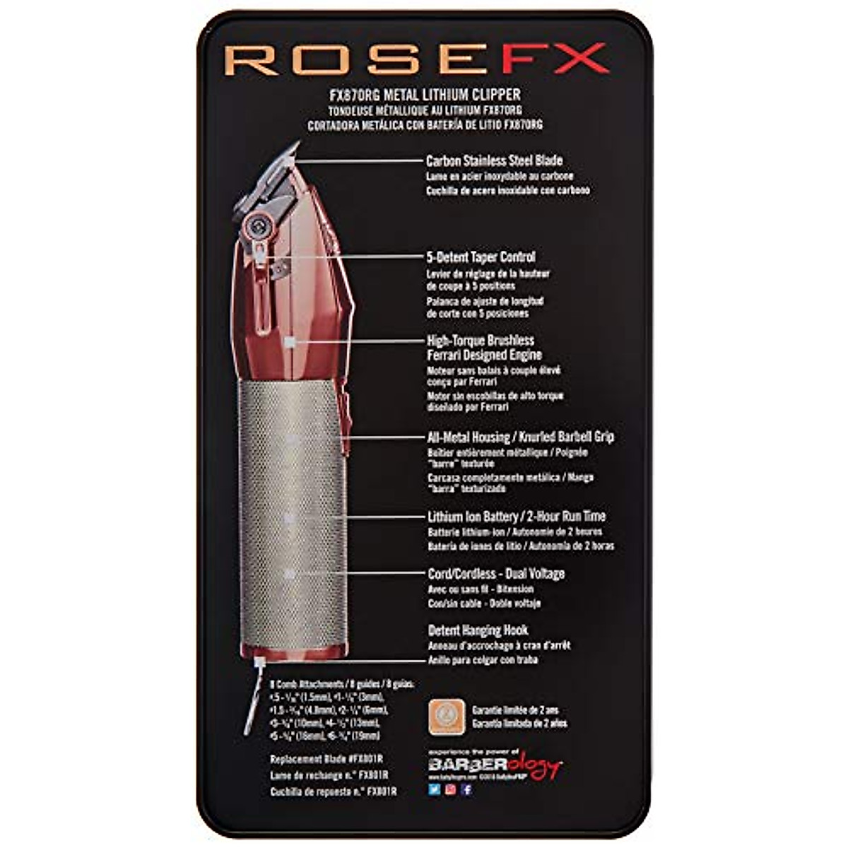 BaBylissPRO FX870RG ROSEFX Cord/Cordless Lithium Hair Clipper