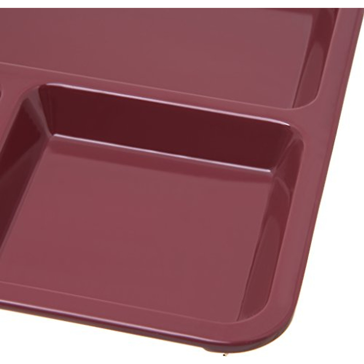 Carlisle FoodService Products Right Hand 4-Compartment Cafeteria / Fast Food Tray, 8.5" x 11", Dark Cranberry