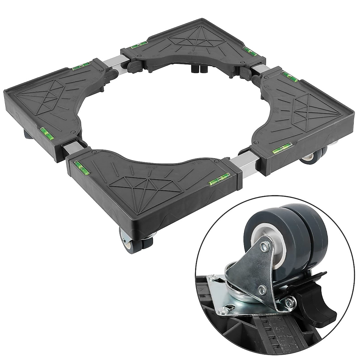 Washing Machine Furniture Dolly, SEHOI 2 Pack Telescopic Movable Trolley with Locking Swivel Wheels, Mobile Roller 4 Wheels Heavy Duty 500 Lbs Weight Limit for Refrigerator, Washing Machine and Dryer