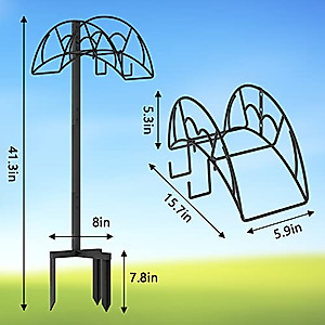 VyGrow Garden Hose Holder Freestanding, Heavy Duty Metal Water Hose Holders for Outside, Detachable Garden Hose Storage Stand Rack, Black
