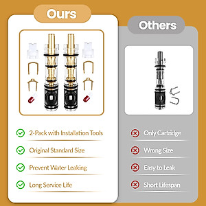 Fluronic 2 Pack 1225 Replacement Cartridge Compatible with Moen Single Handle Faucet/Showers, Dual Seal 1225/1225B Shower Cartridge Replacement Fits Bathroom Shower and Kitchen Sink Faucet Cartridge