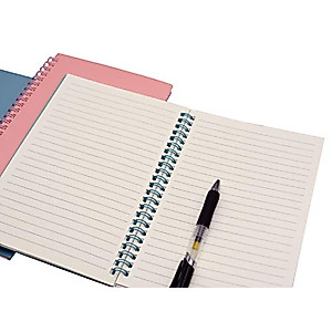 Yansanido Red Cover Spiral Notebook, 4 Pcs A5 Thick Plastic Hardcover 8mm Ruled 80 Sheets -160 Pages Journals for Study and Notes (Ruled-4pcs Wine Red, A5)