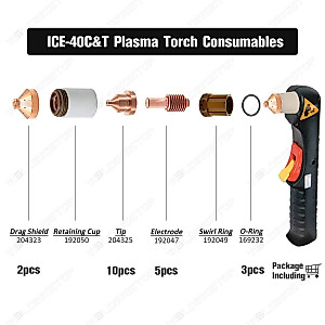 WeldingStop ICE-40T /TM 192047 Electrode 204325 Tip Nozzle 204323 Shield Cap 169232 O-Ring 20pcs NOT Miller Original Parts