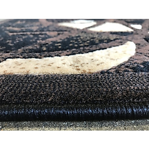 Modern Abstract Door Mat Rug Black Contemporary Design GL24 (2 Feet X 3 Feet 4 Inch)