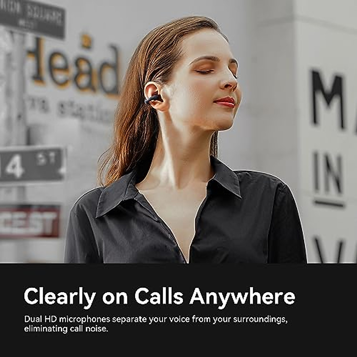 Sanag Open Ear Wireless Earbuds Bluetooth 5.3 Clip On Earphones Small Bone Conduction Headphones with Microphone 24Hrs Playback Charging Case Waterproof for Gym Workout Running Sport