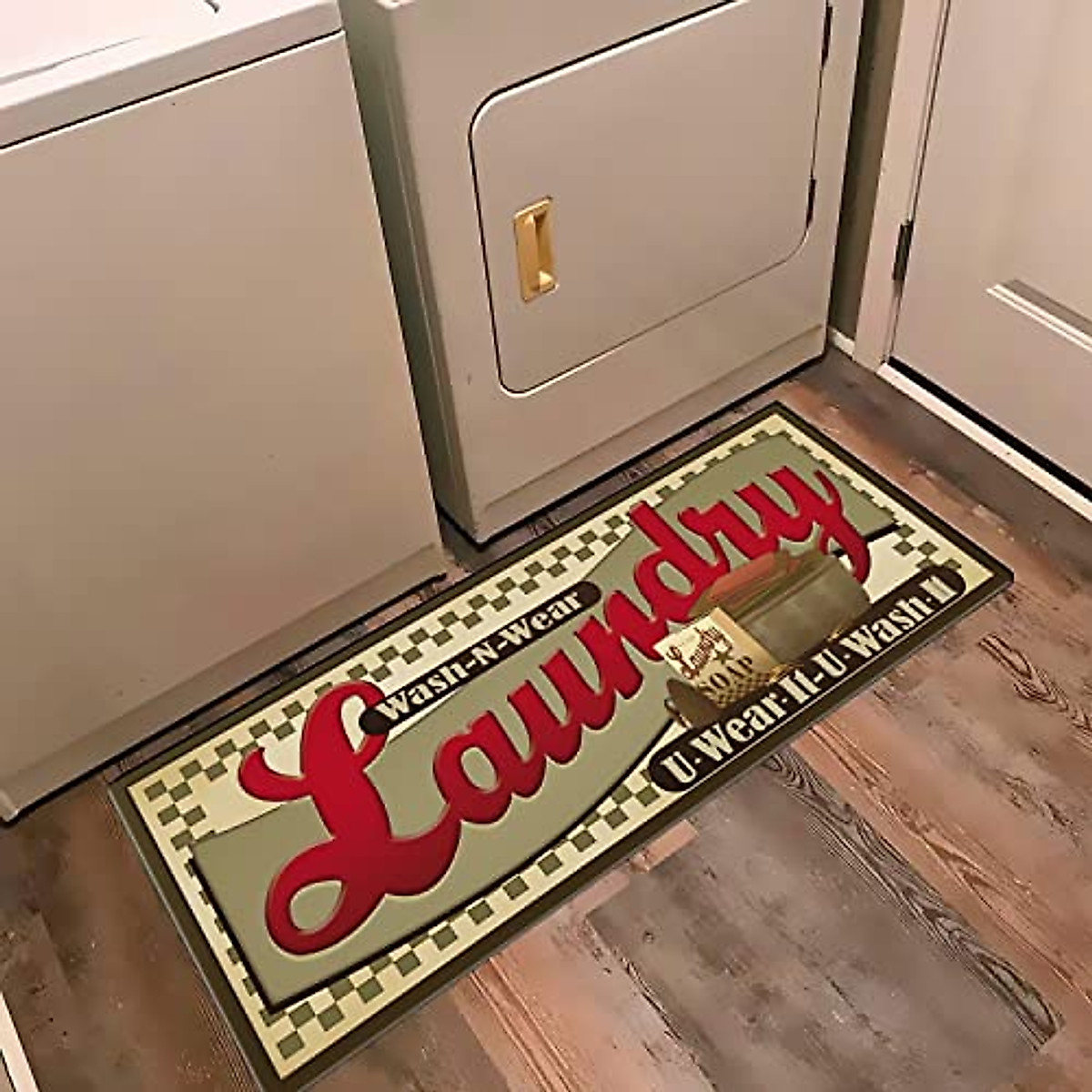 Ukeler Laundry Room Rug, Laundry Room Floor Rug for Wash Room Non Skid Kitchen Floor Mat Non-Slip Rubber Area Rug 20x59