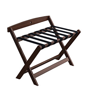 Household Products Wooden Foldable Luggage Rack Portable Hotel Luggage Storage Rack Modern Bedroom Suitcase Luggage Rack Luggage Storage Rack Can Bear 50Kg (Walnut)