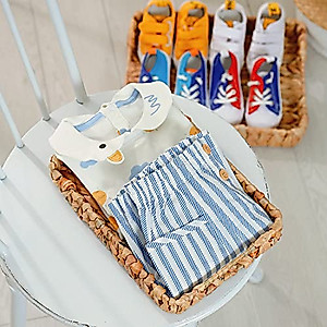 NEWQI Set of 3 Different Sizes Water Hyacinth Storage Baskets with Handles,Rectangular Rattan Woven Serving Tray， Large and Small Woven Wicker Baskets for Storage Organizing,Perfect for Open Shelving