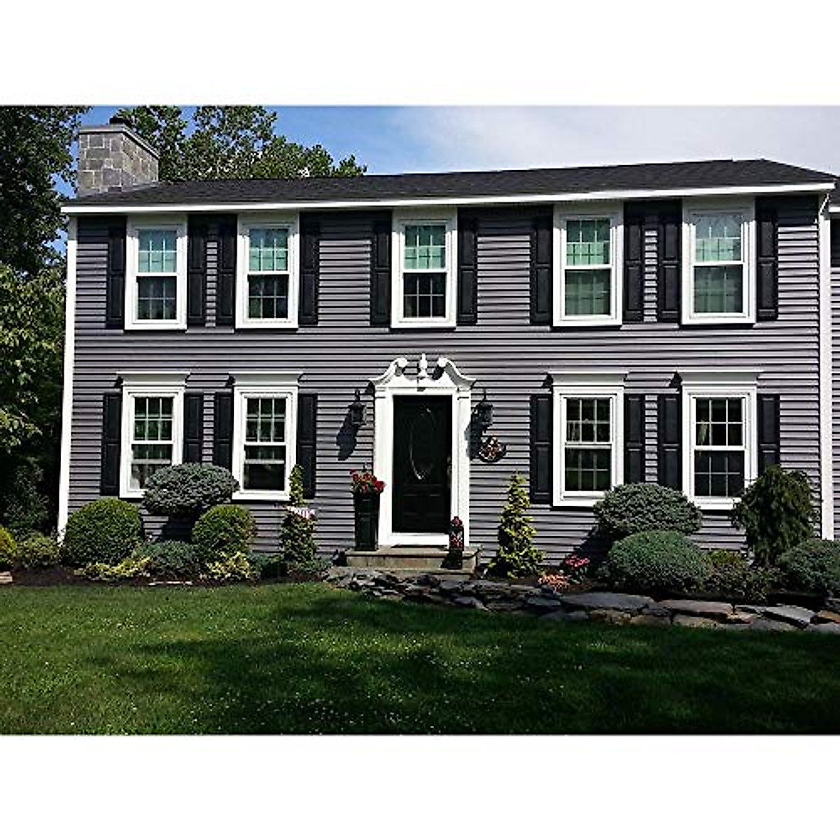 Ekena Millwork Lifetime Vinyl LP2S12X05500PG Standard Two Equal Panel Vinyls, Raised Panel Vinyl Shutters, w/Installation Shutter-Lok's & Matching Screws (Per Pair), 12"W x 55"H, Paintable