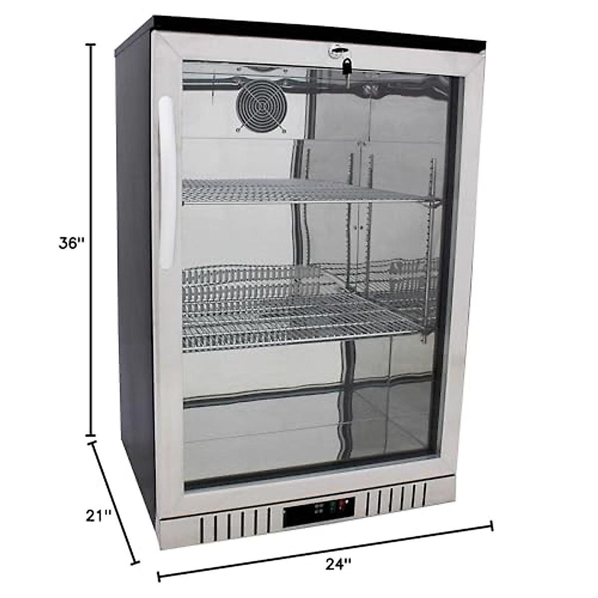 Procool Refrigeration Single Door Glass Front Stainless Steel Back Bar Cooler; 24" Wide, Counter Height Refrigerator