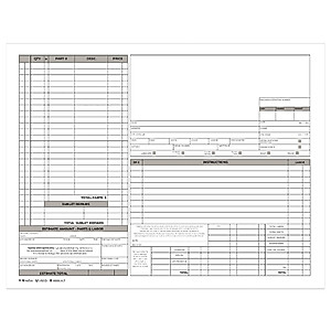 Auto Repair Check 3-Part Carbonless Invoice Form Pad / 50 Carbon Copy Sets / 8.5" x 11" Automotive Vehicle Mechanic Purchase Sales Receipt Book Forms